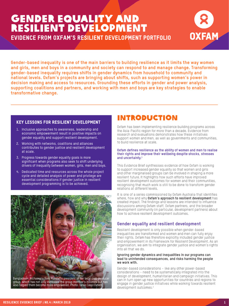 Er Resilience Gender Equality And Resilient Development 050319 En Pdf Climate Resilience