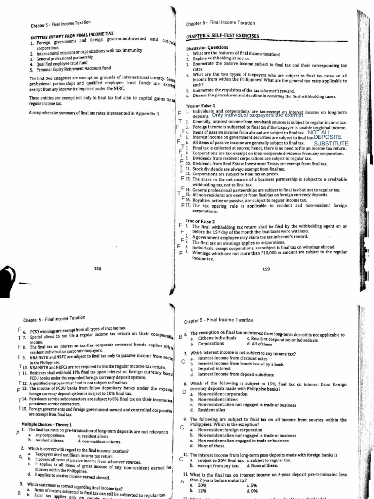 Chapter 5 Income Taxation Banggawan Answer Key | PDF | Income Tax | Taxes