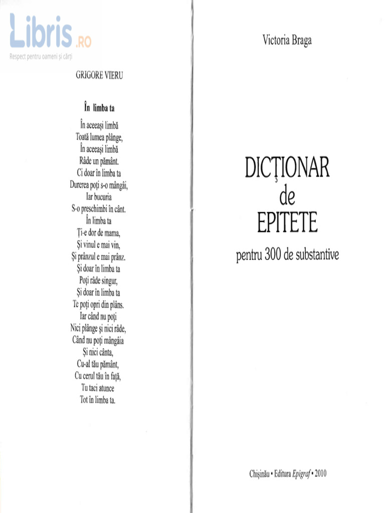 Dictionar de Epitete - Victoria Braga | PDF