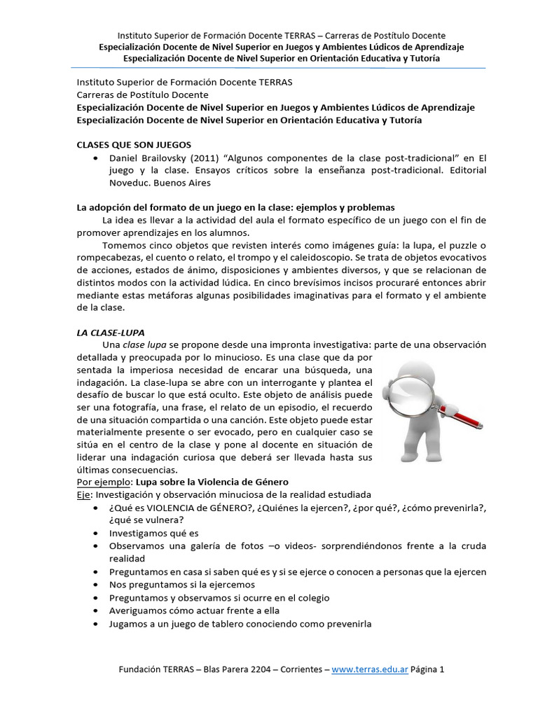 Clases Que Son Juegos | PDF | Maestros | Enseñando