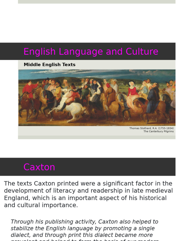 Caxton and Chaucer's Language Impact | PDF | The Canterbury Tales ...