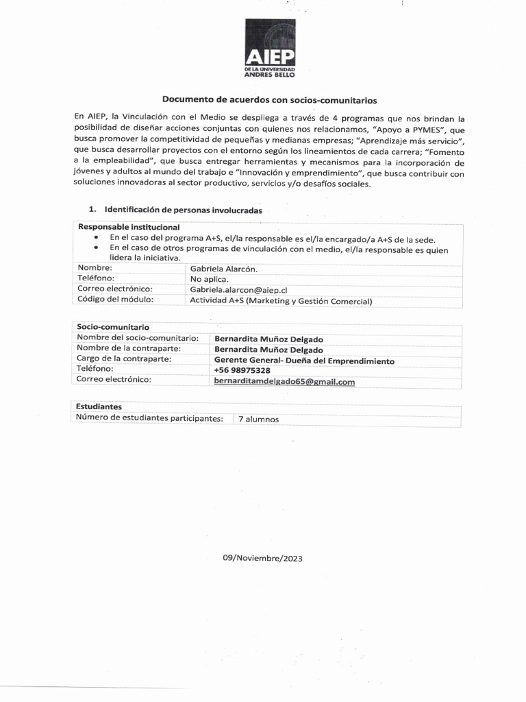 Documento de Acuerdos Con El Socio - Comunitario | PDF
