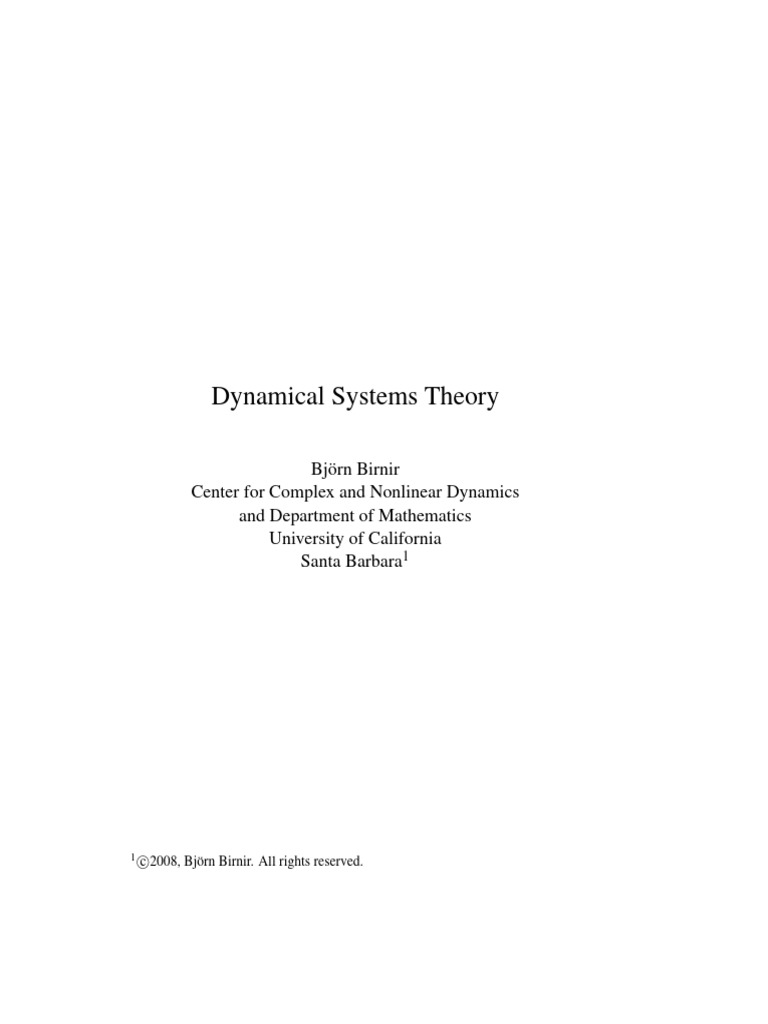 Dynamic Theory Notes | PDF | Dynamical System | Eigenvalues And ...