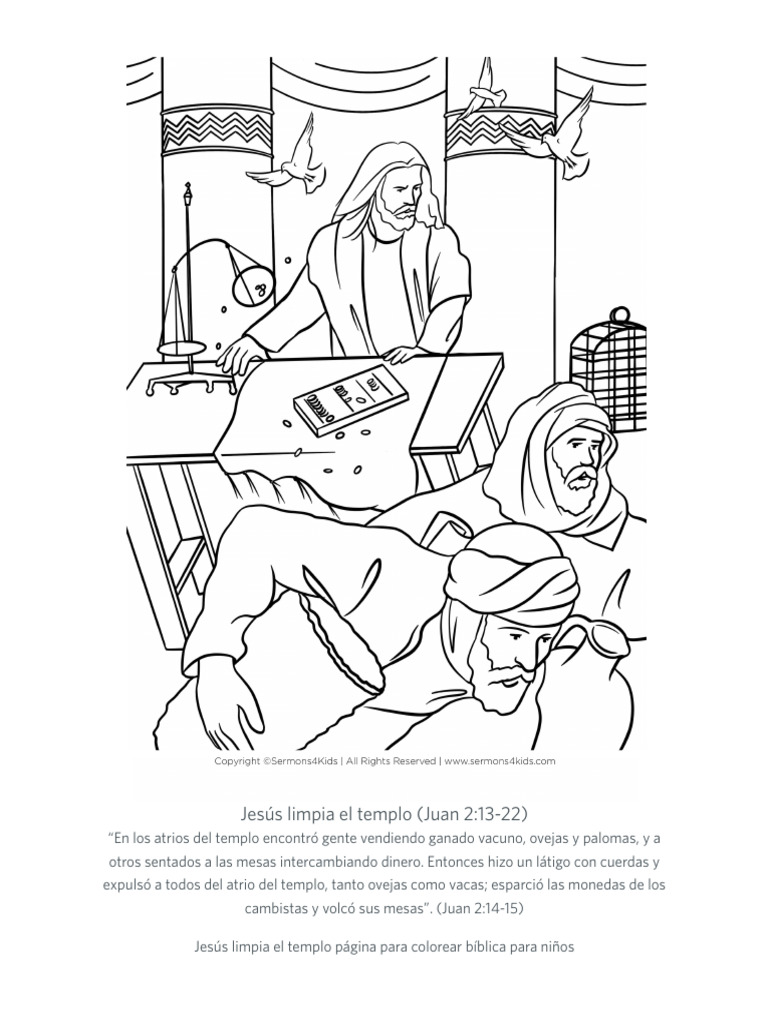 Jesús limpia el templo Página para colorear para niños _ Páginas para ...