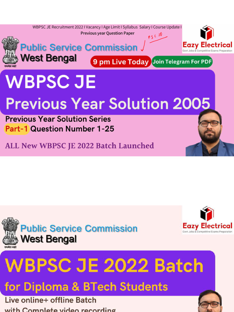 WBPSC Je 2005 Pyq Soln Part-1 | PDF