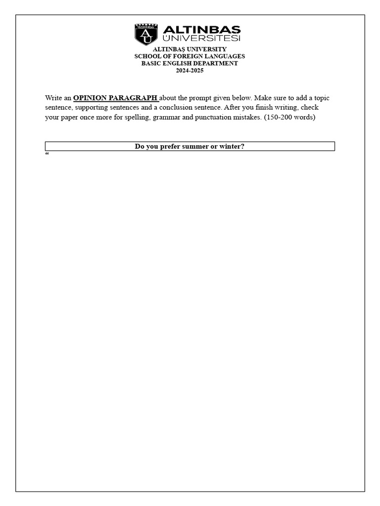 Opinion Writing Prompt (Friday) | PDF Opinion Writing Prompt (Friday) | PDF