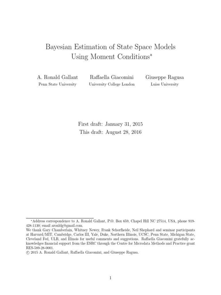 Bayesian Estimation of State Space Models | PDF | Probability Density ...