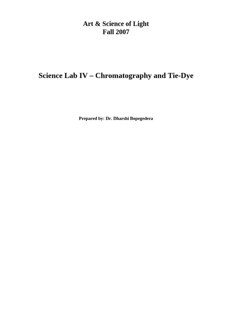 Lab IV Chromatography and Tie Dye | PDF | Thin Layer Chromatography ...
