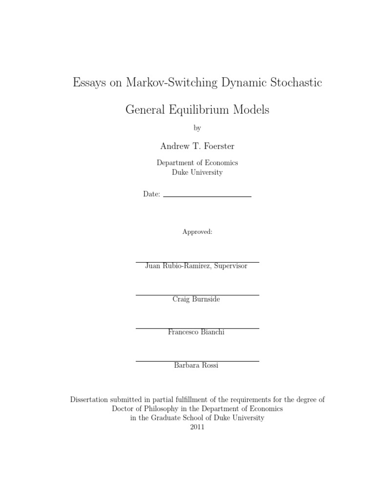 Markov Switching Dsge Models Forster PHD Thesis | PDF | Central Banks | Markov Chain