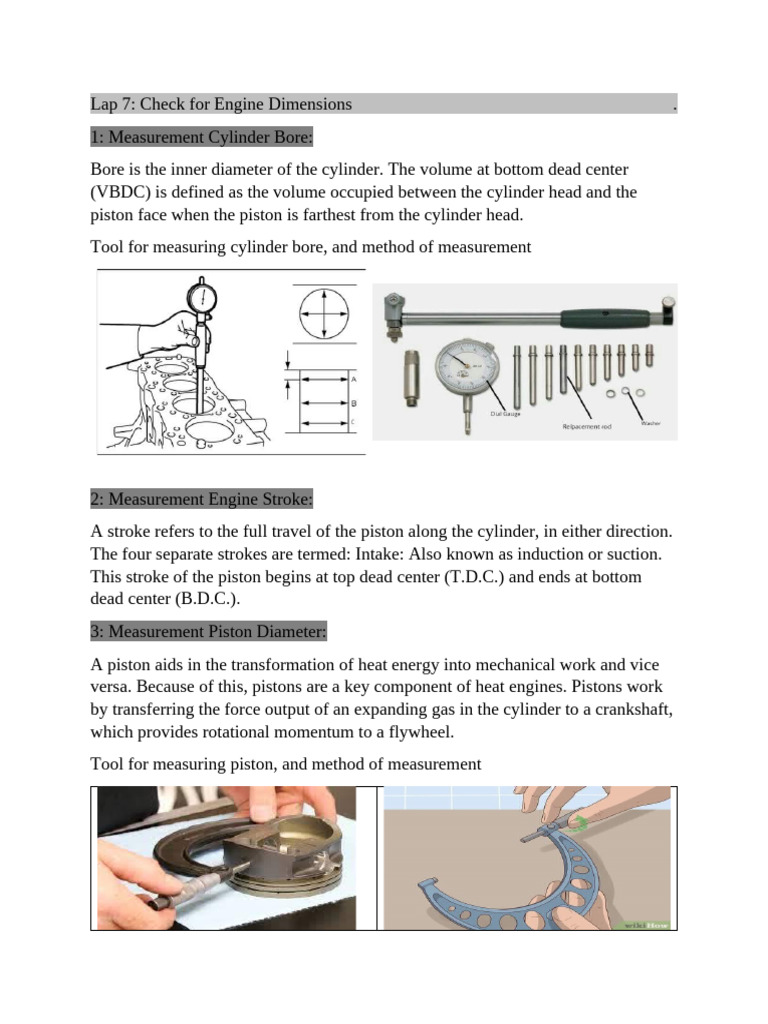 Engine Dimensions Measurement Guide | PDF