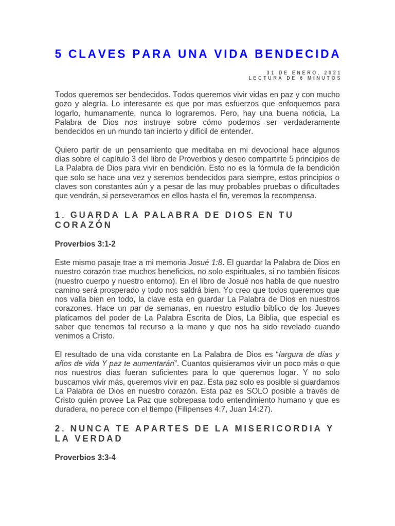 Claves para una vida bendecida | PDF | Verdad | Dios