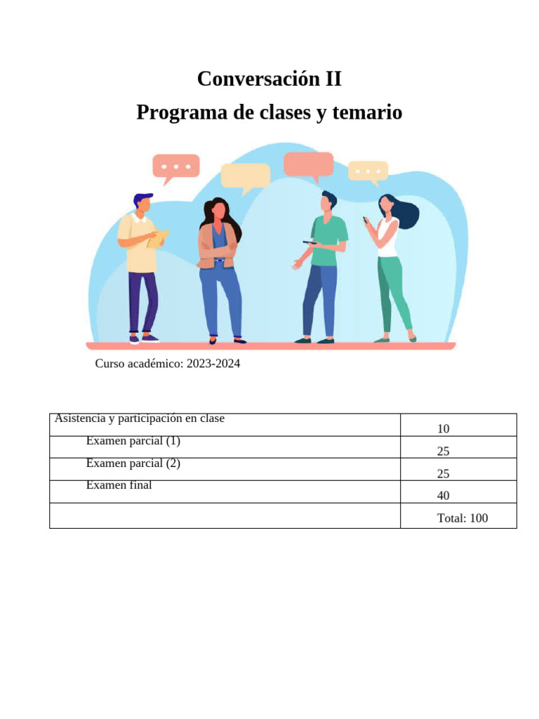 Programa de Clases y Temario de Conversación 2 | PDF | Internet | España