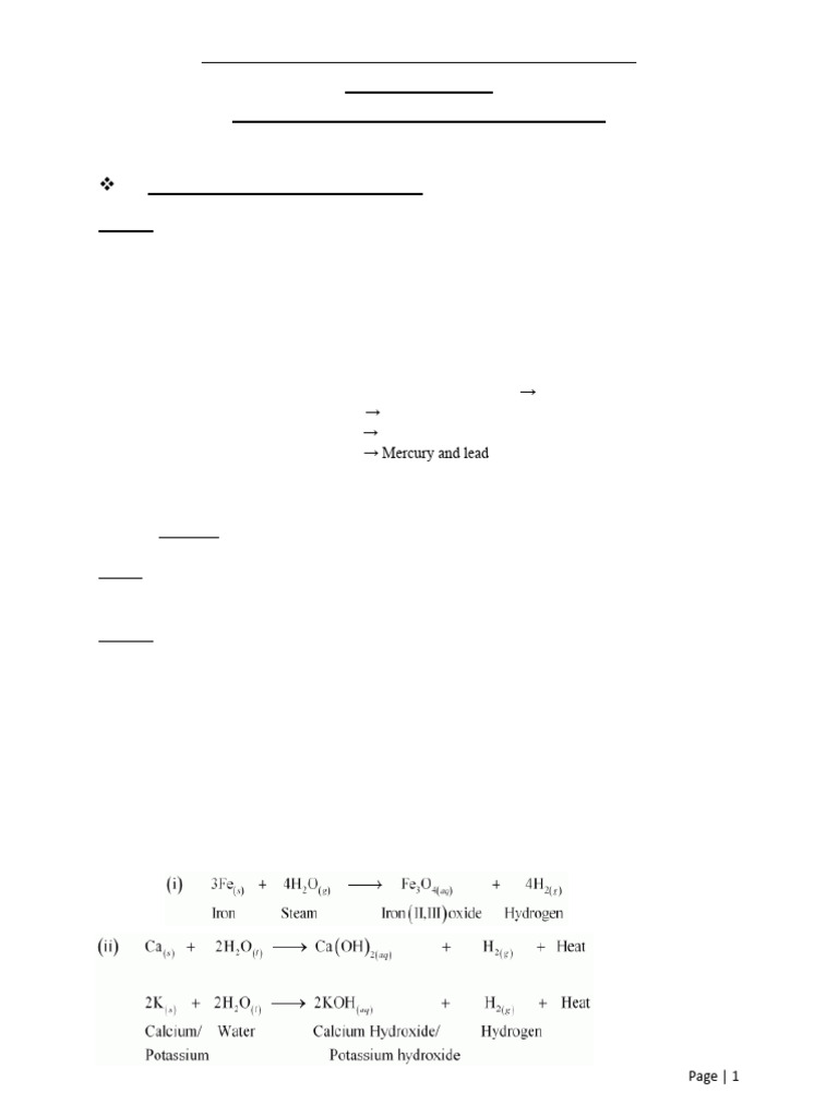 Chemistry Chapter 3 Cw | PDF | Metals | Oxide