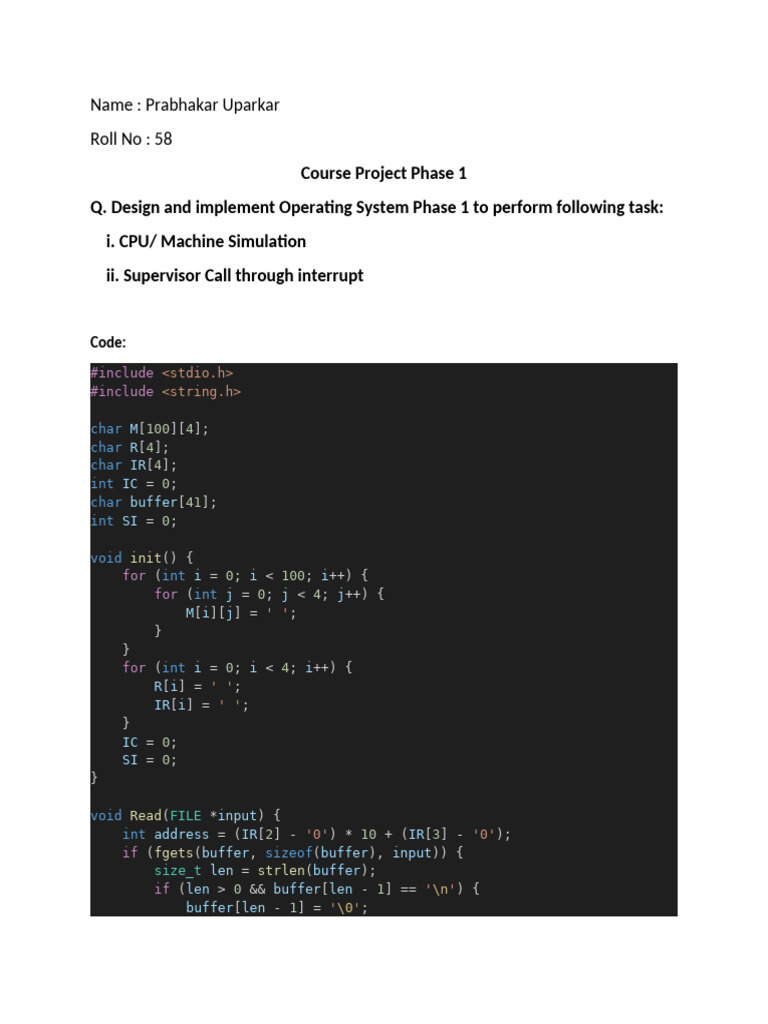 MOS Simulator Implementation | PDF | Computing | Computer Architecture