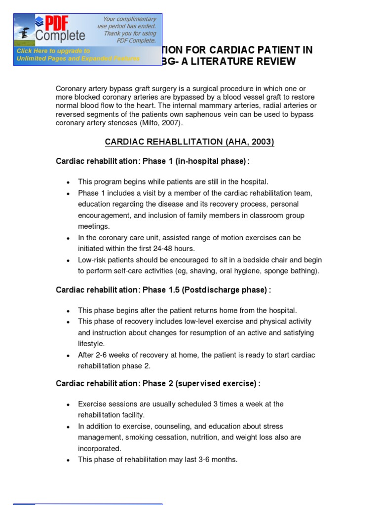 Cardiac Rehabilitation | PDF | Coronary Artery Bypass Surgery | Heart