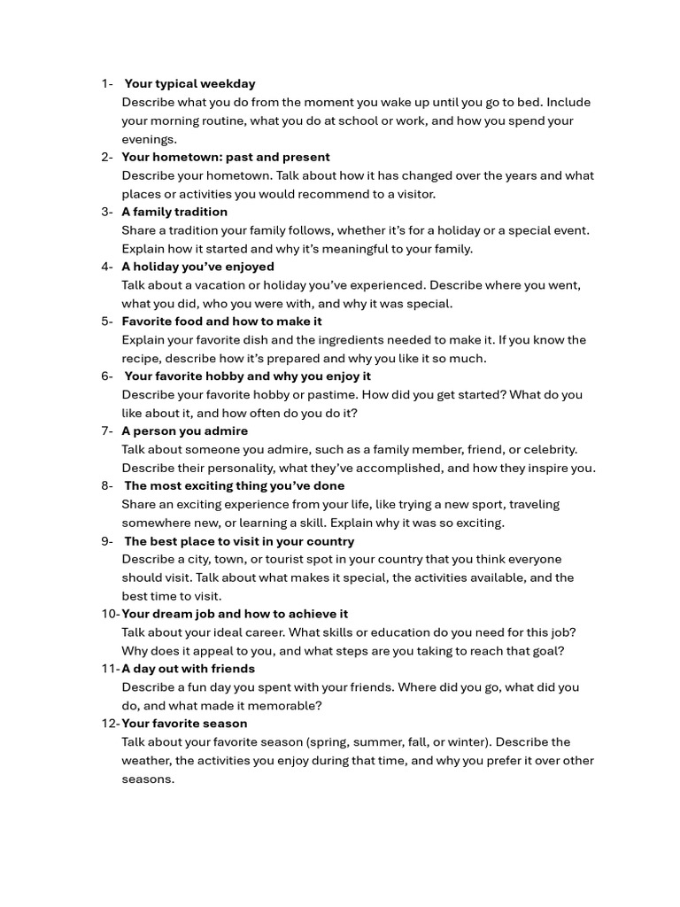 M1-A2 - Speaking Exercises | PDF