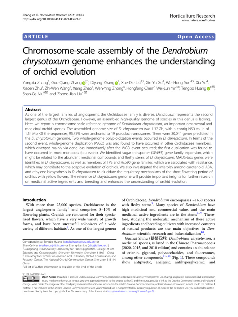 Zhang Et Al. - 2021 - Chromosome-Scale Assembly of The Dendrobium ...