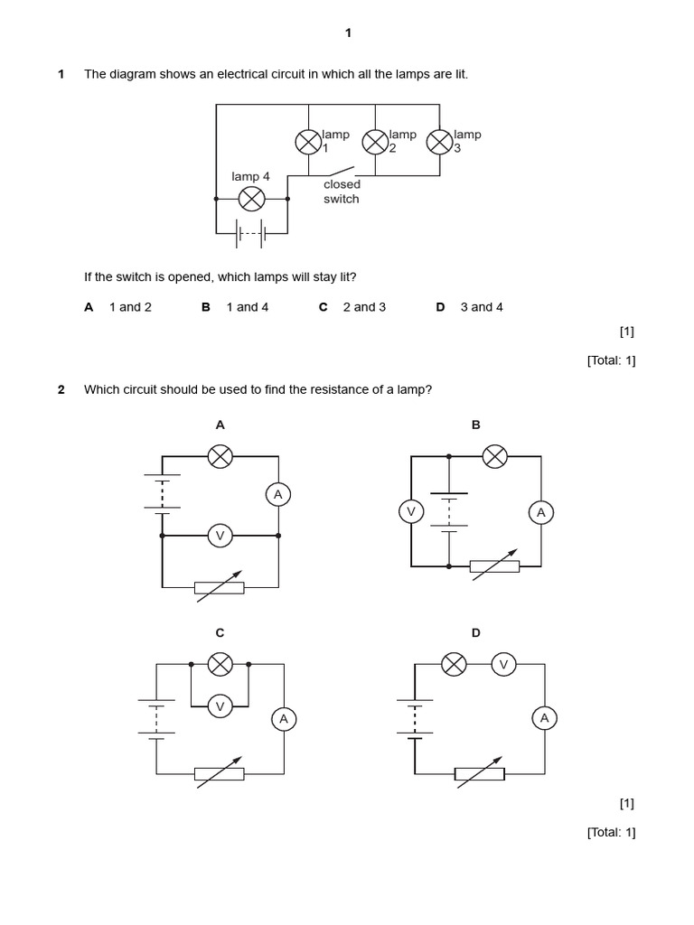Electrical Circuits Homework | PDF | Switch | Electrical Resistance And ...