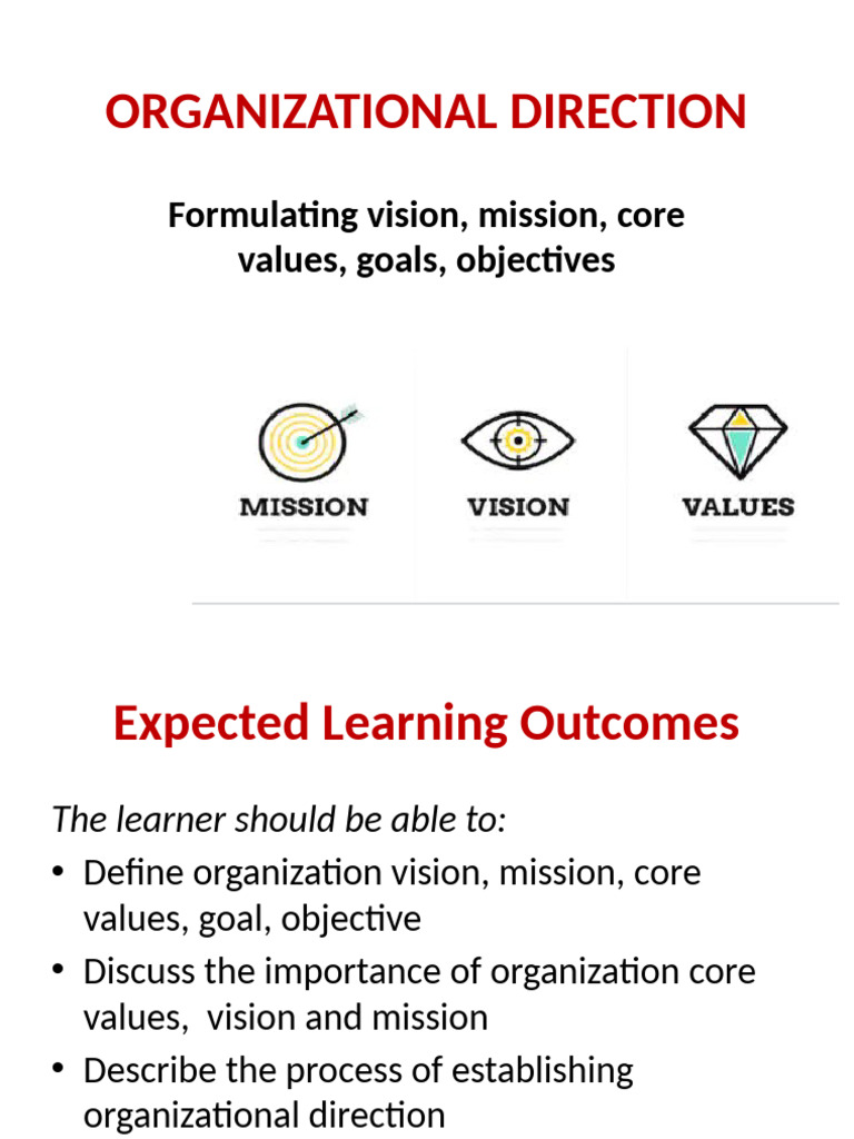 Organizational Direction | PDF | Goal | Strategic Planning