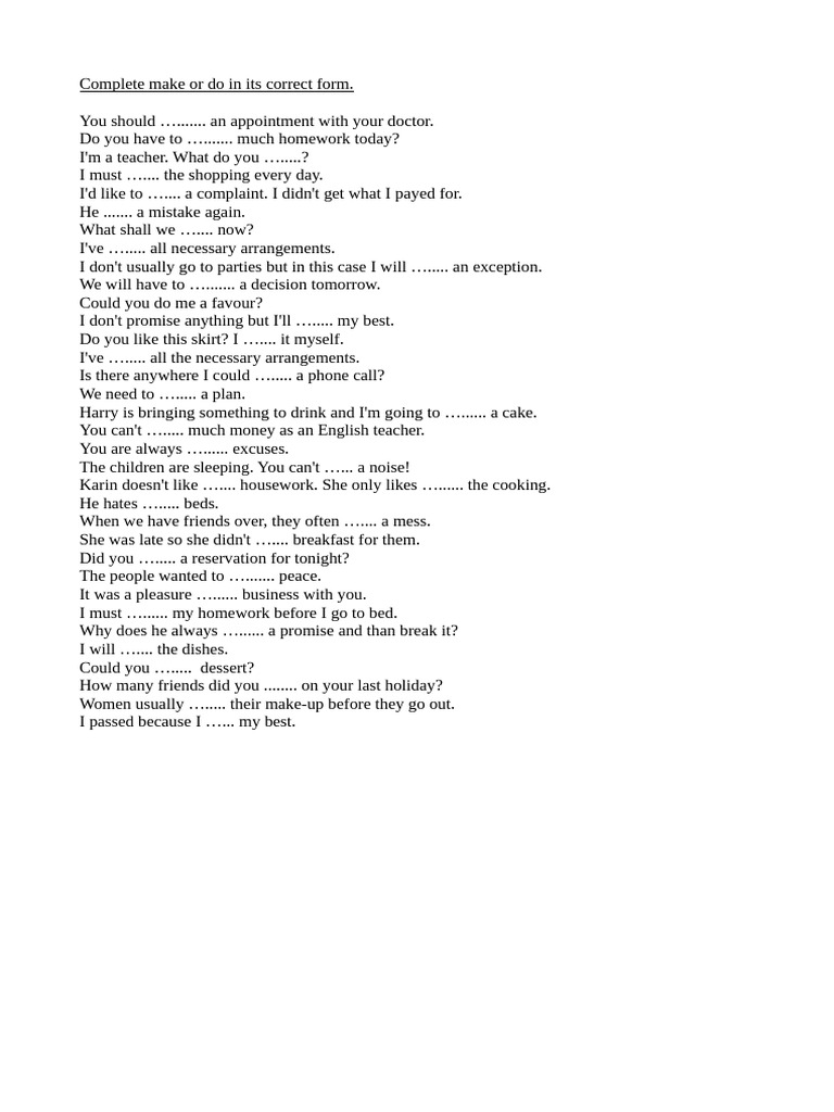 Make Vs Do Tests - 32067 | PDF