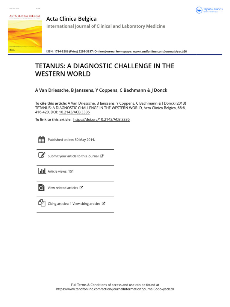 Tetanus Diagnosis in Developed Nations | PDF | Medicine | Diseases And ...