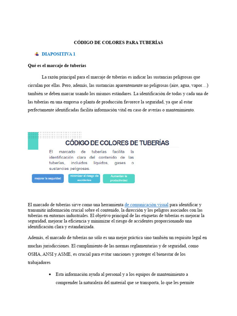 Código de Colores para Tuberías | PDF | Ácido | Agua