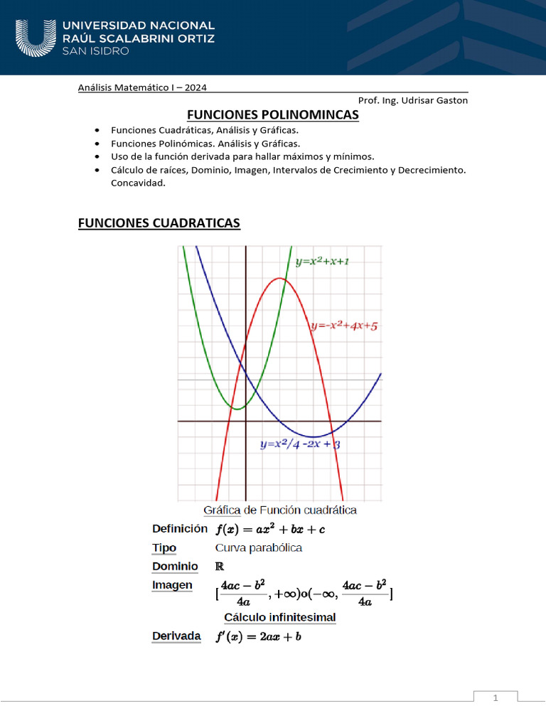 Funciones Polinomicas 2024 | PDF | Ecuación cuadrática | Derivado