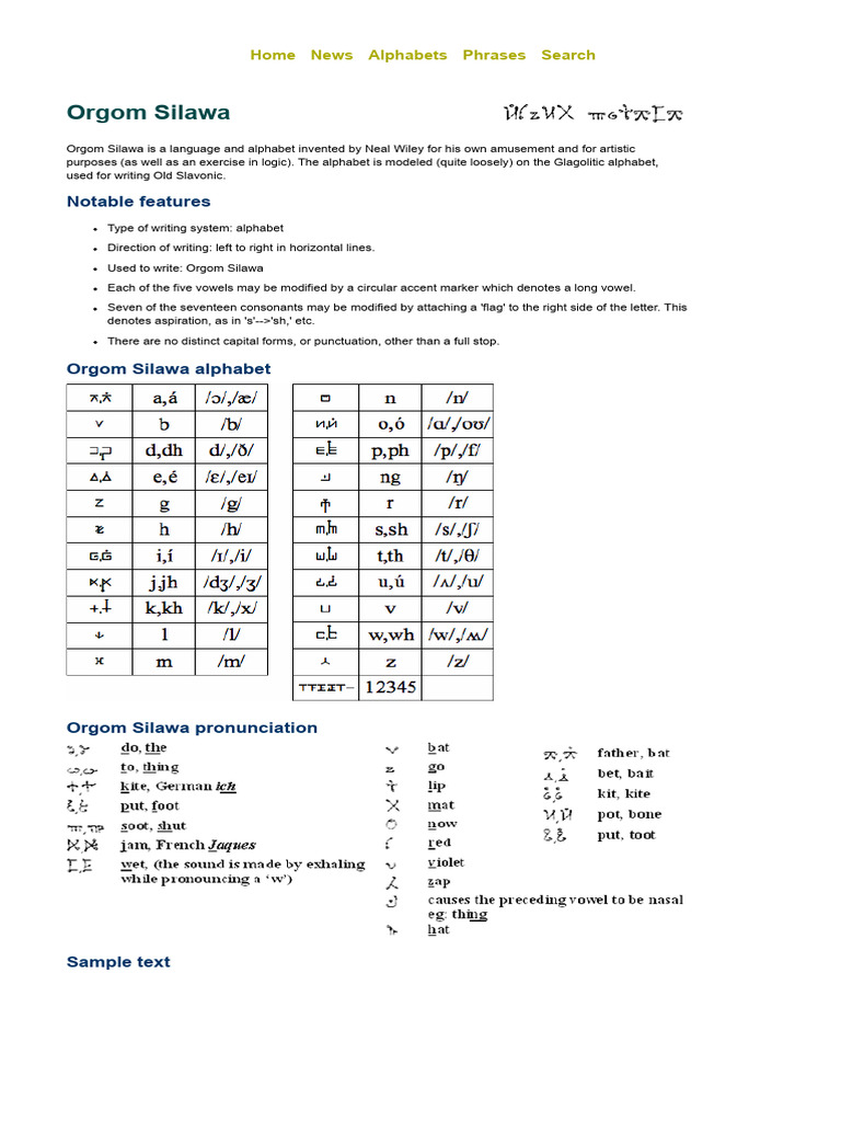 Orgom Silawa Language & Alphabet | PDF