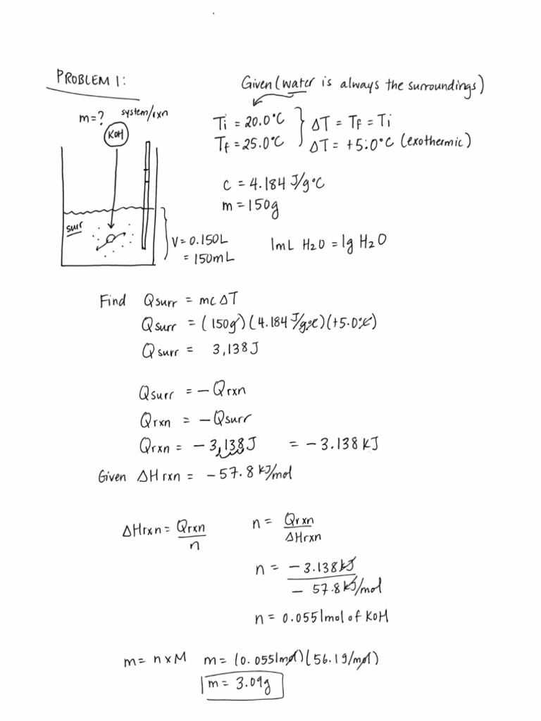 Answers To Calorimetry Lesson Problems | PDF