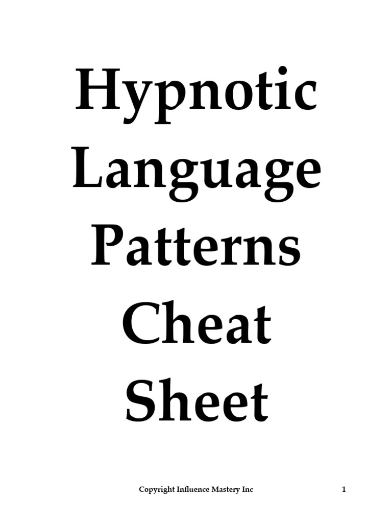 Hypnotic Language Pattern Cheat Sheet | PDF | Self