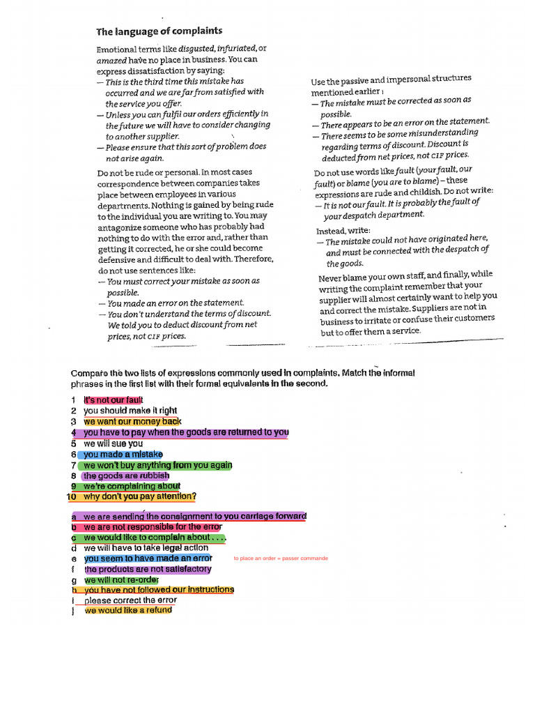 Language of Complaints | PDF