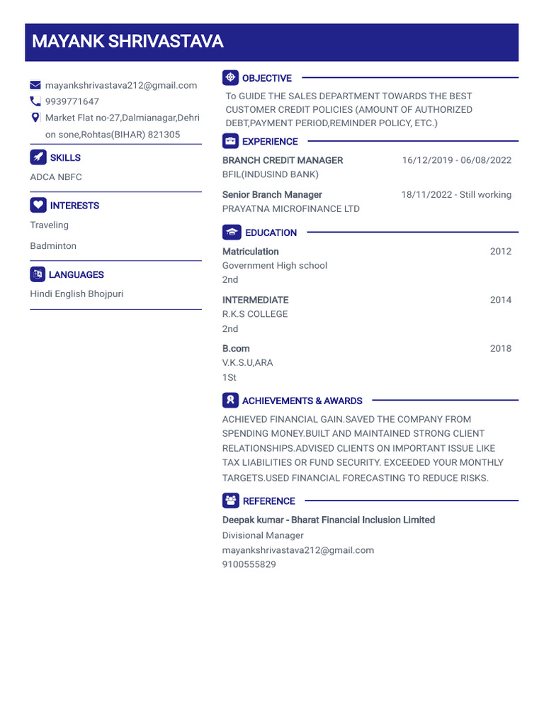 Career Overview: Mayank Shrivastava | PDF