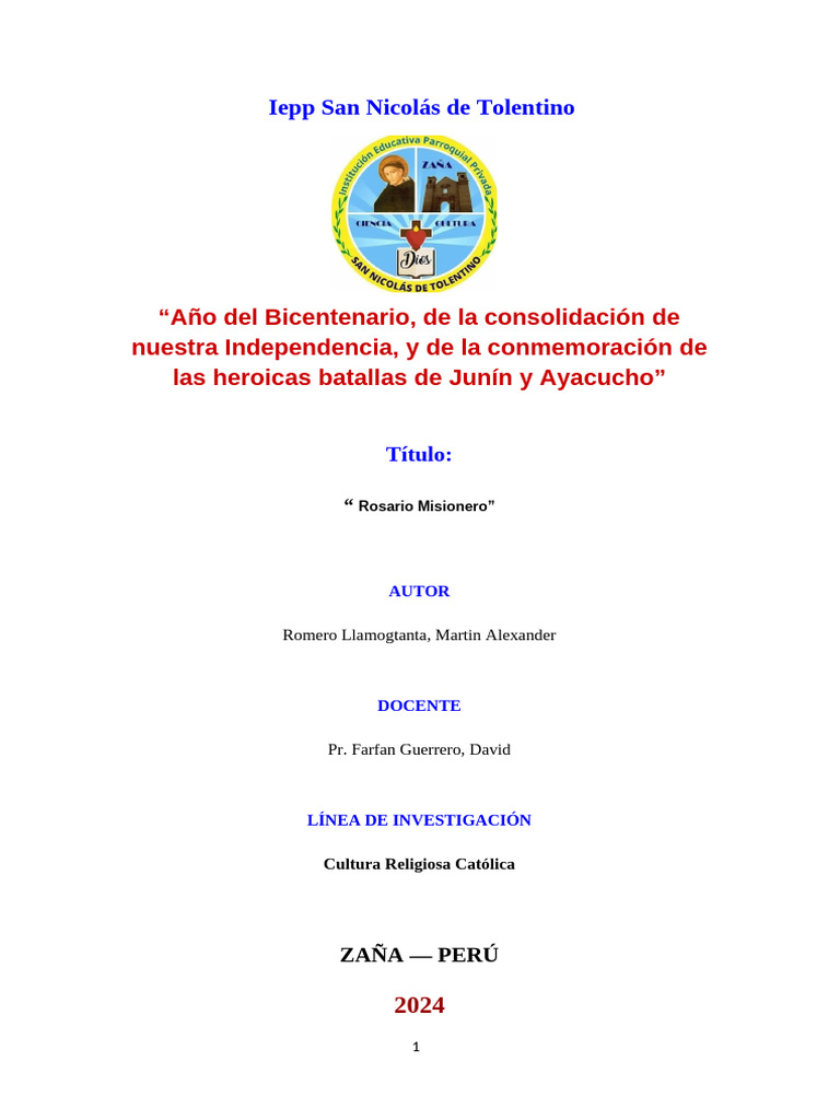 Informe Estadistico - Santo Toribio | PDF | Rosario | María, madre de Jesús