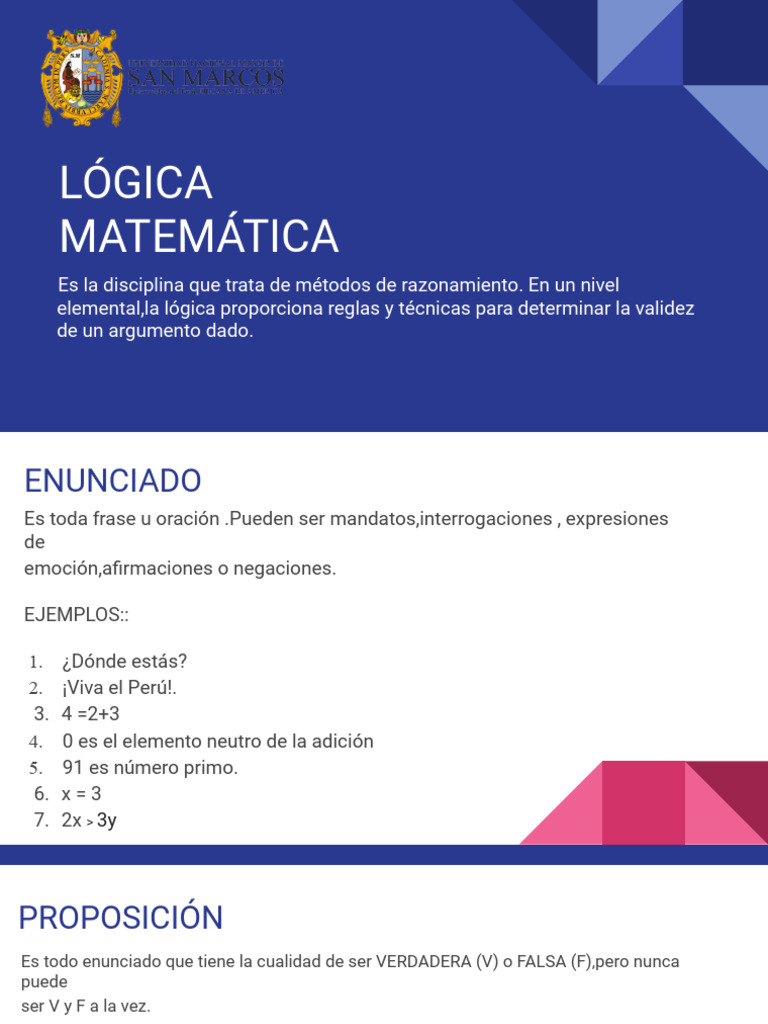 Semana 1 - Logica Matematica | PDF | Proposición | Interpretación (filosofía)