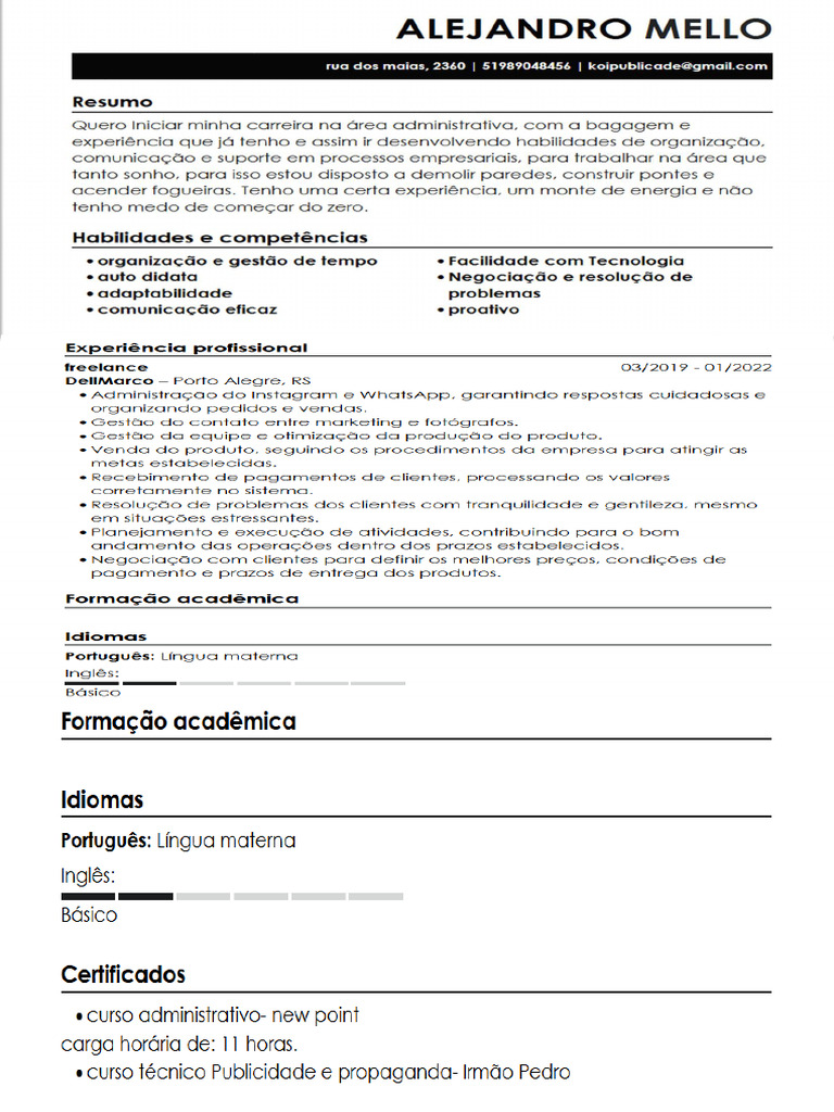 Curriculo Ale | PDF