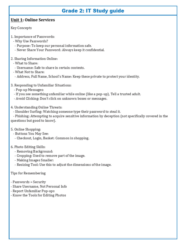 Grade 2 StudyGuide | PDF | Computers