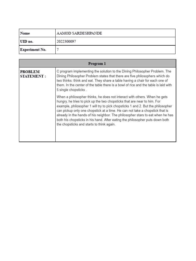 os exp 7 (1) | PDF | Concurrency (Computer Science) | Computer Science