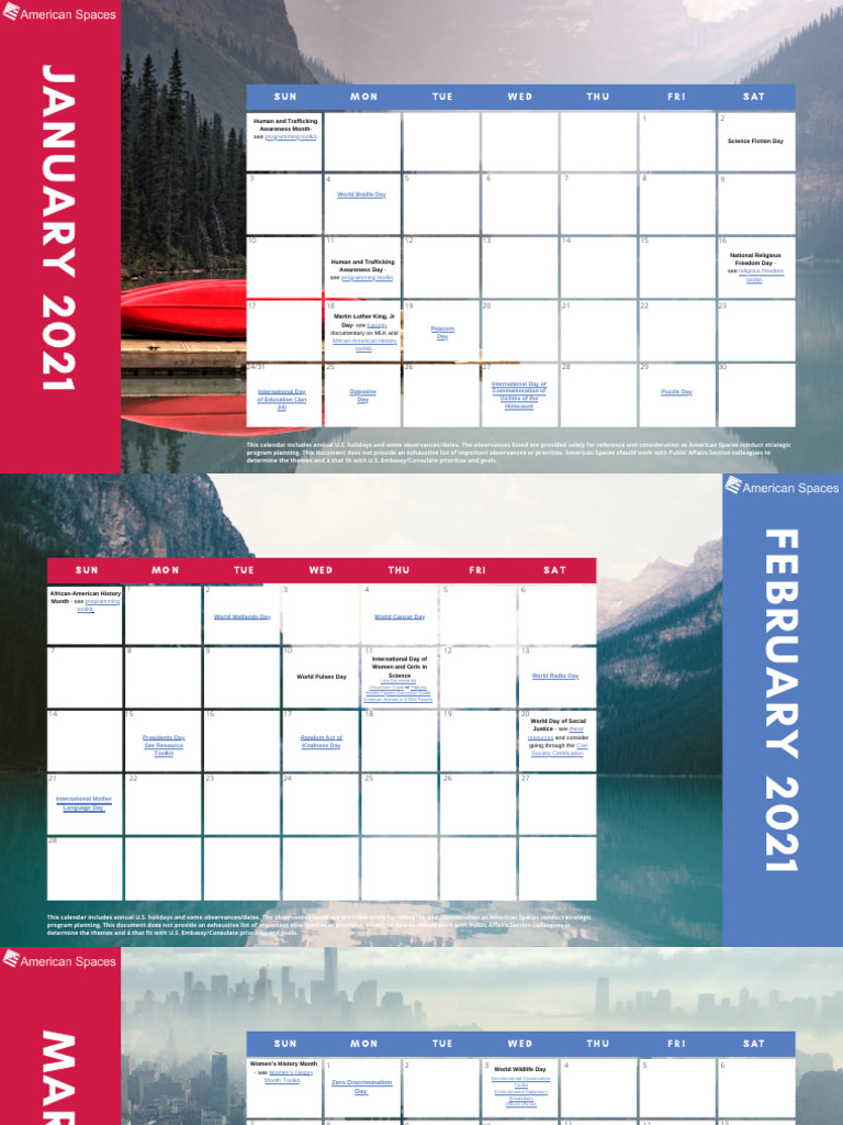 American Spaces Calendar 2021 | PDF | The United States
