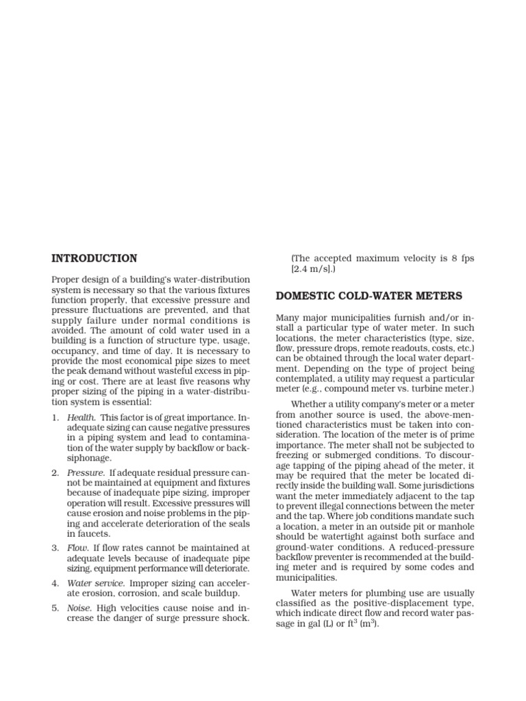 Cold Water System Design Essentials | PDF | Viscosity | Pressure