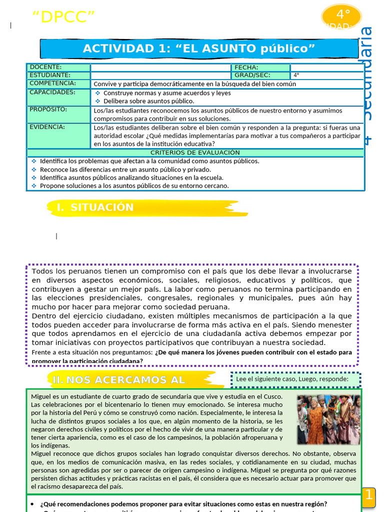 4° DPCC - ACTV.01-UNID.7 2024 Lidu | PDF | Discriminación | Violencia