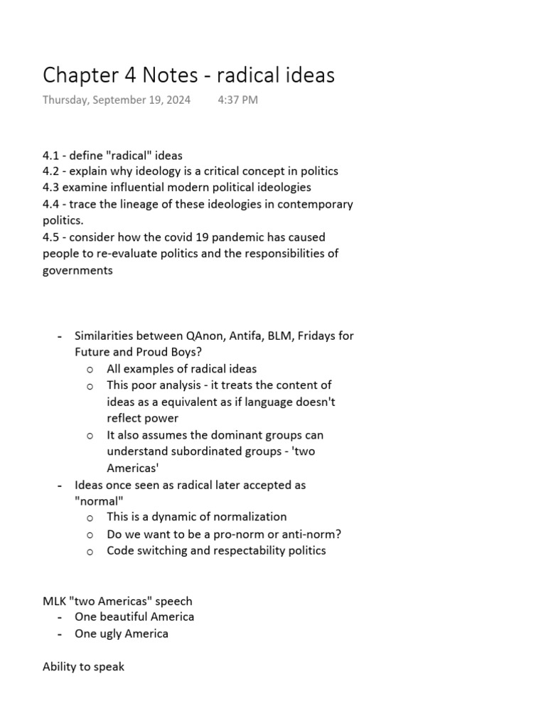 Chapter 4 Notes - Radical Ideas | PDF | Anarchism | Capitalism