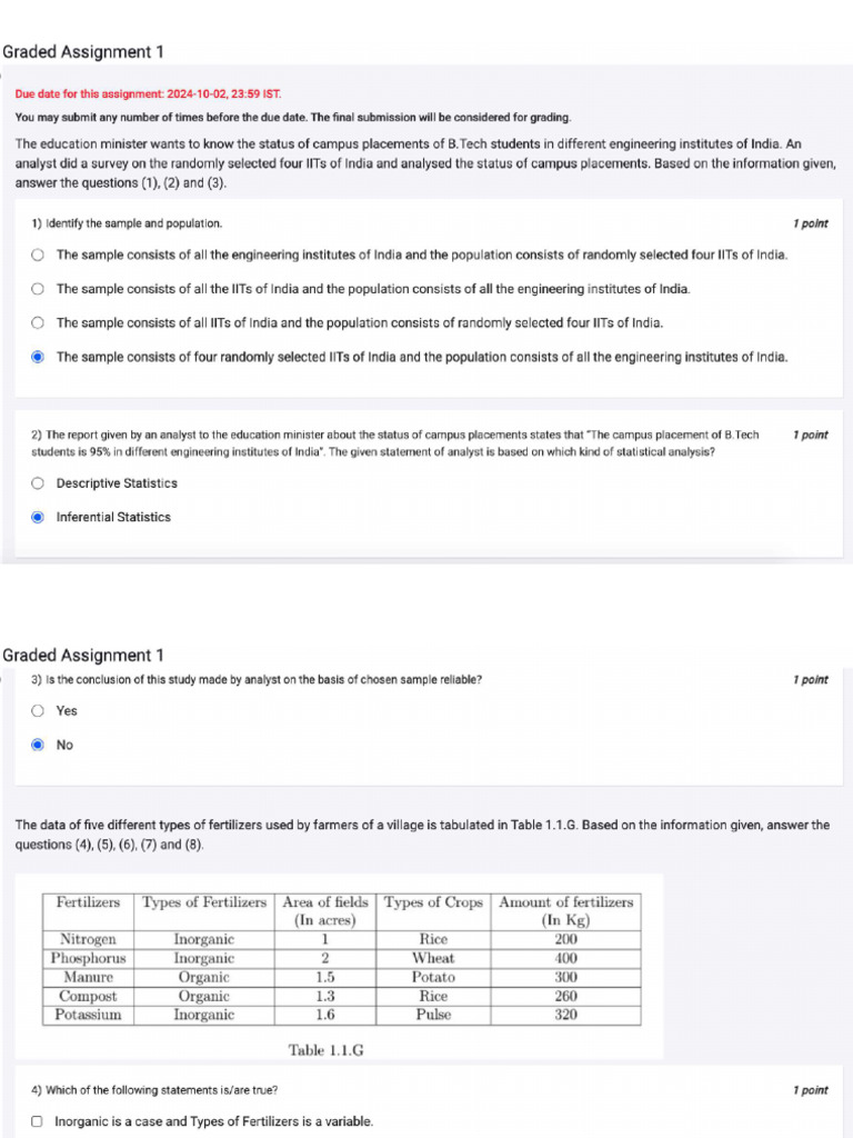 Statistics Week 1 Graded Assignment | PDF