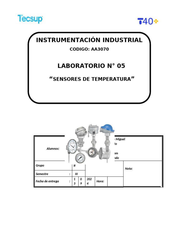 Laboratorio 05 Sensores de Temperatura-1-1 | PDF | Par termoeléctrico | Ingeniería de Edificación