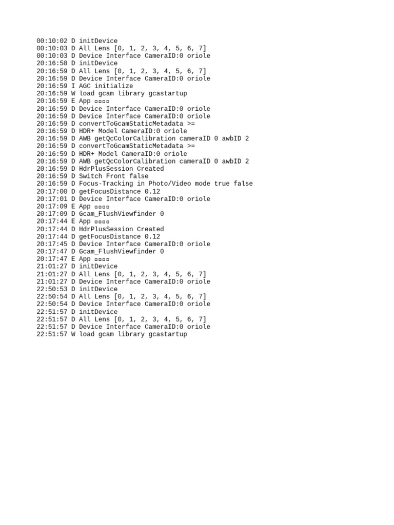 Camera Device Initialization Logs | PDF | Computers