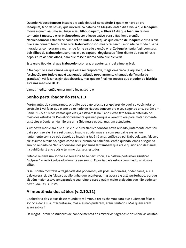 Daniel 2 | PDF | Daniel (personagem Bíblica) | Nabucodonosor II
