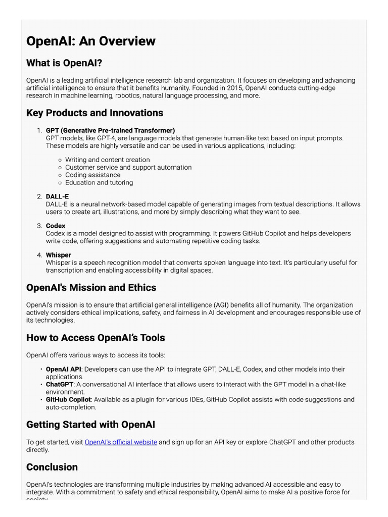 Description of What Is Open AI | PDF
