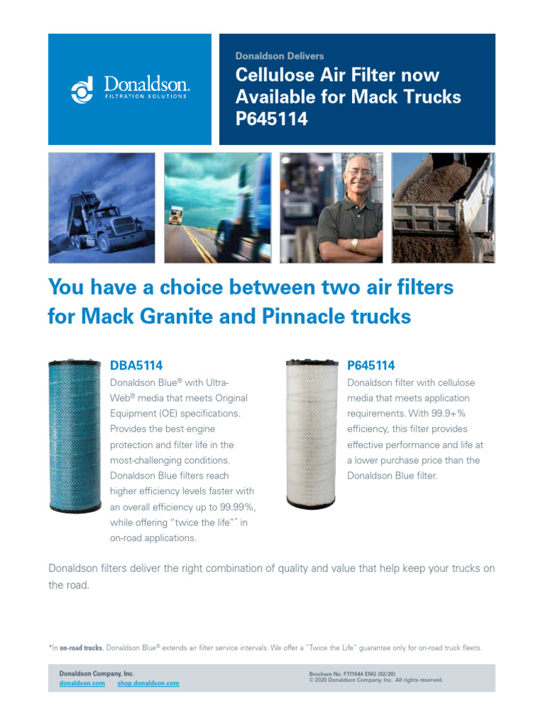 Cellulose Air Filter For Mack Trucks | PDF | Technology & Engineering