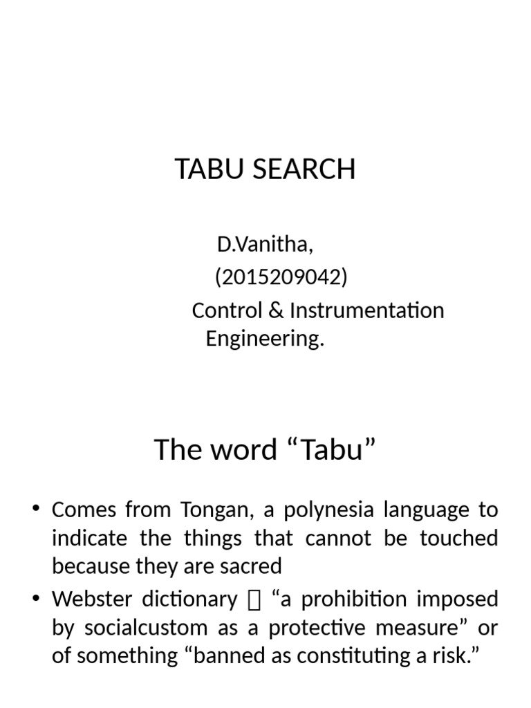 Tabu Search: Heuristic Optimization Method | PDF | Algorithms | Algorithms And Data Structures