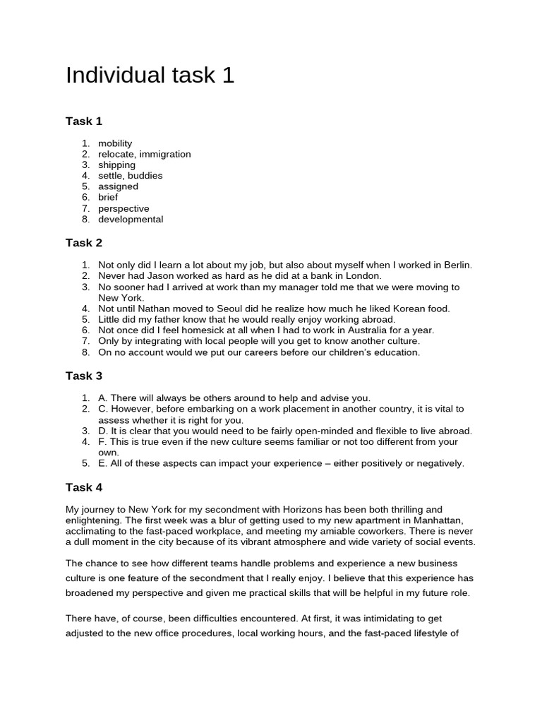 Individual Task 1 Pdf Experience Behavioural Sciences 