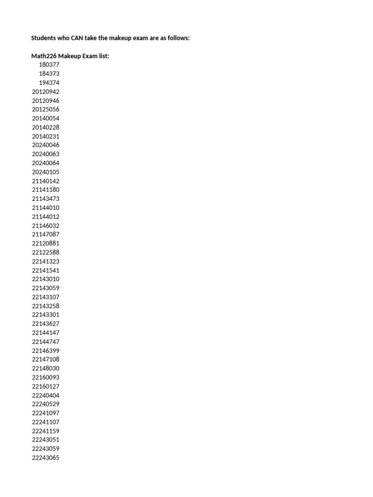 Math226 Makeup Exam Eligibility | PDF | Career & Growth | Business